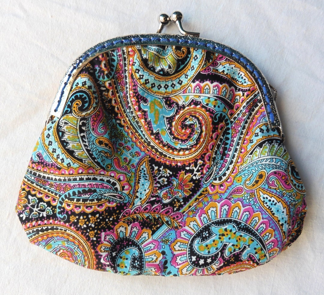 Large Bollywood Indian Printed Cotton Retro Clasp Purse, Coin Purse ...