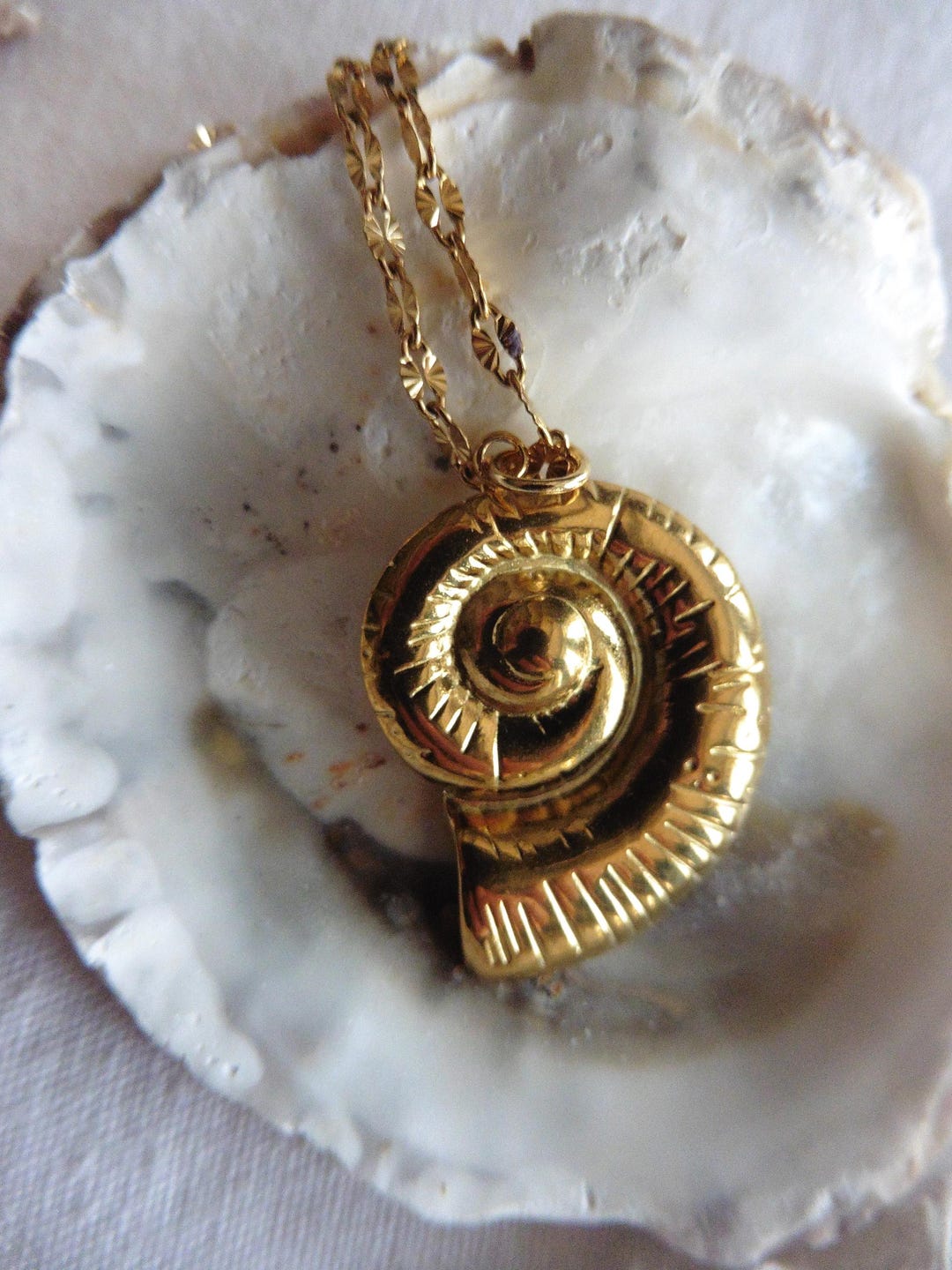 Gold Nautilus Shell Necklace, Boho Necklace, Mermaid Lover, Mermaidcore ...