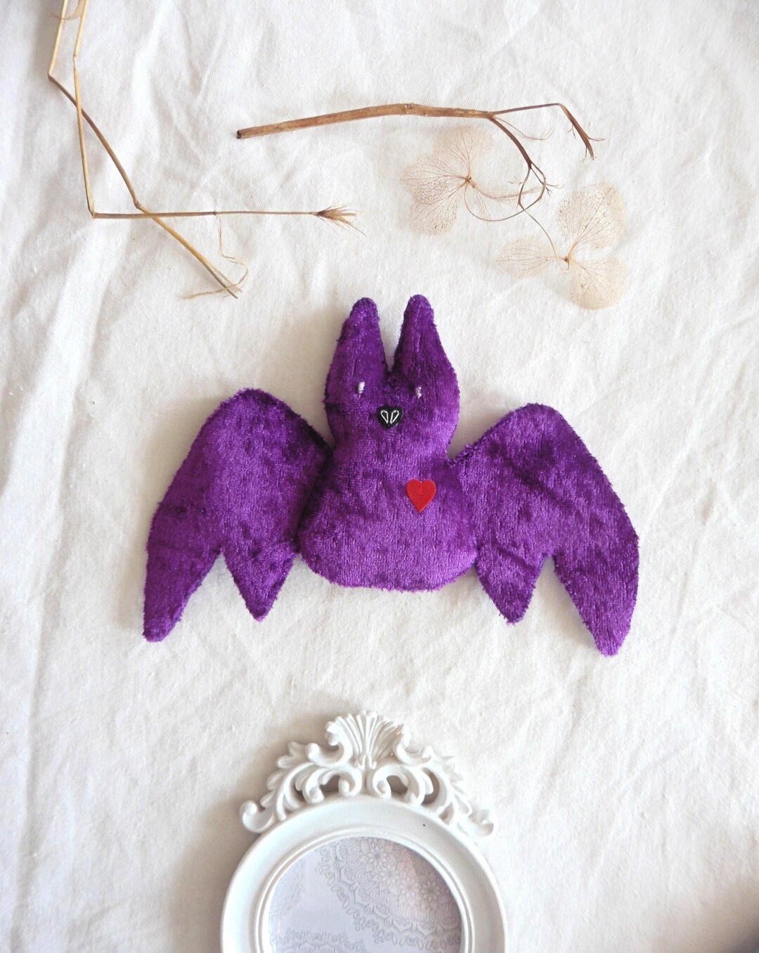 Adopt a Bat Purple, Bat Ornament, Bat Doll, Art Doll, Creature ...