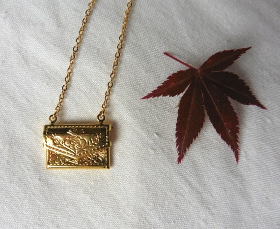 The Letter Envelope Locket Message Gold Necklace Victorian - Etsy