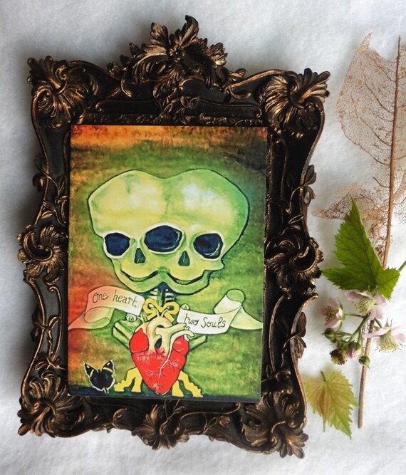 One Heart Two Souls Siamese Love Gothic Wall Art Postcard - Etsy