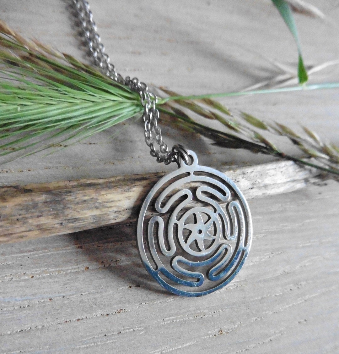 Minimalist Hecate's Wheel Strophalos Necklace, Spiral Symbol, Triple ...