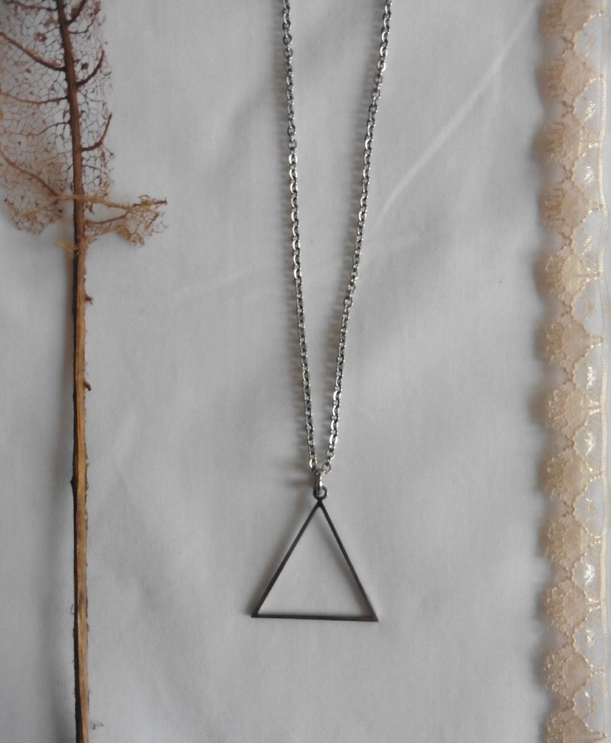 Occult Symbol Fire Element Triangle Necklace Esoteric Black | Etsy