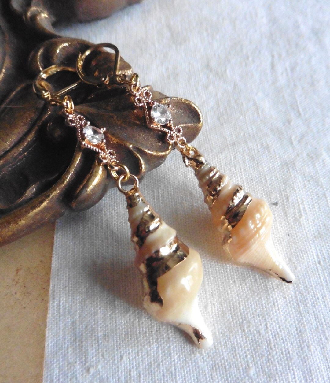Aphrodite Goddess, Gold Spiral Conch Shell Earrings, Summer Earrings ...