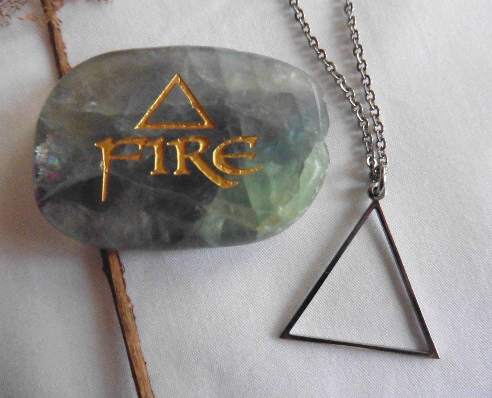 Occult Symbol Fire Element Triangle Necklace Esoteric Black | Etsy