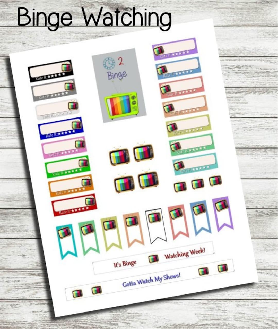 Binge Watch LHP Planner Stickers - Etsy