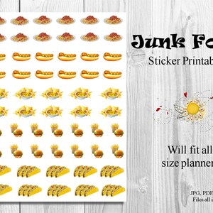 Happy Planner Sticker Printables - Junk Foods - Etsy