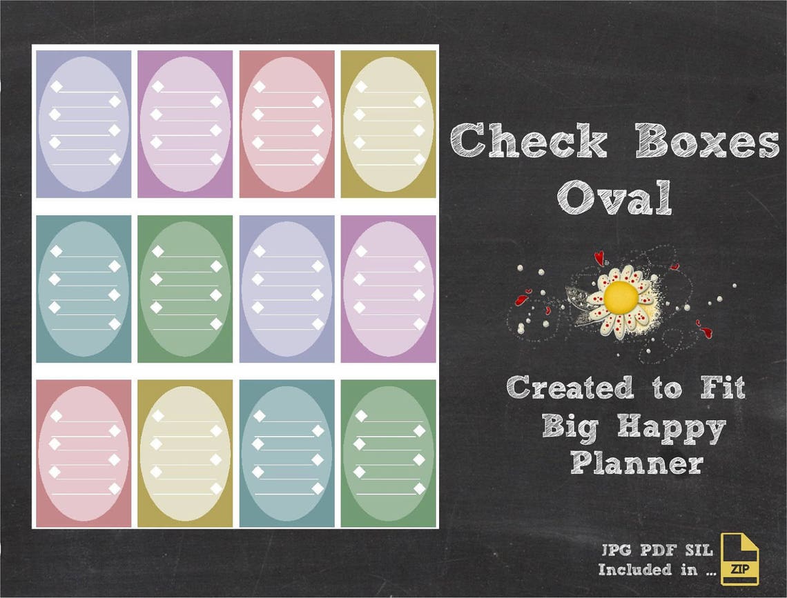 Happy Planner Sticker Printables - List Boxes [oval] - Etsy