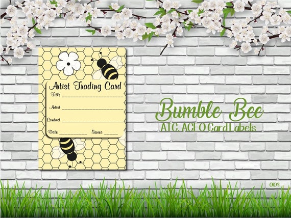 Artist Trading Card Label Bumble Bee | Etsy