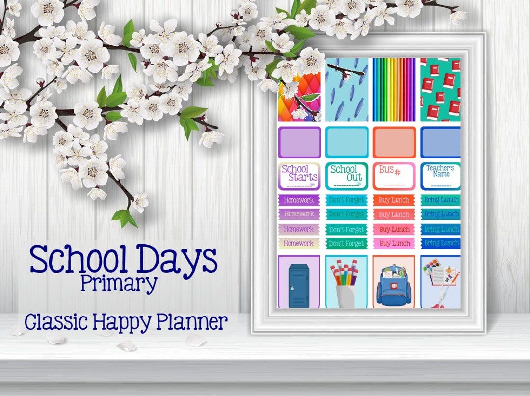School Days Happy Planner Stickers Printable Weekly Planner Stickers ...