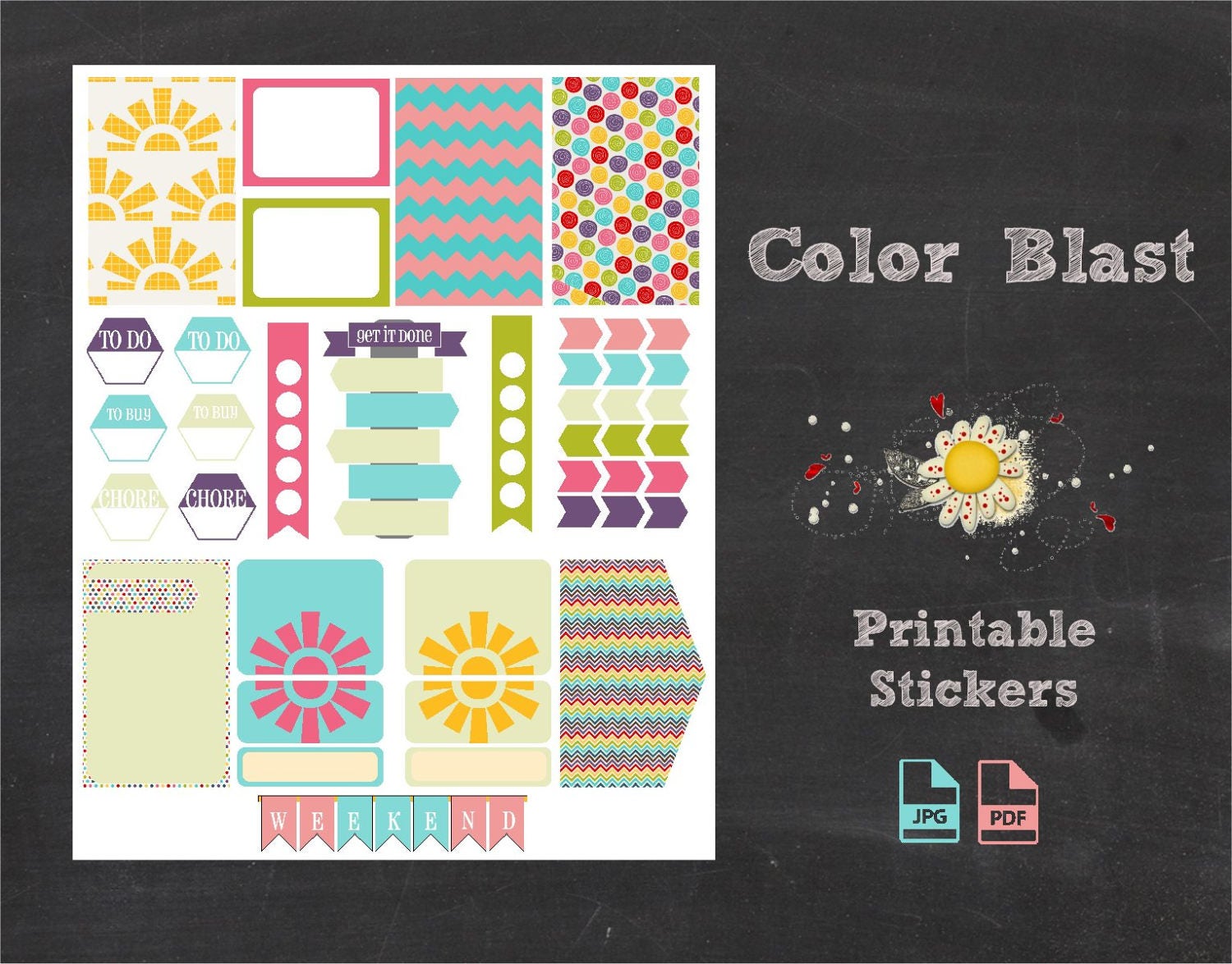 MAMBI Happy Planner Sticker Printable - Color Blast - Etsy
