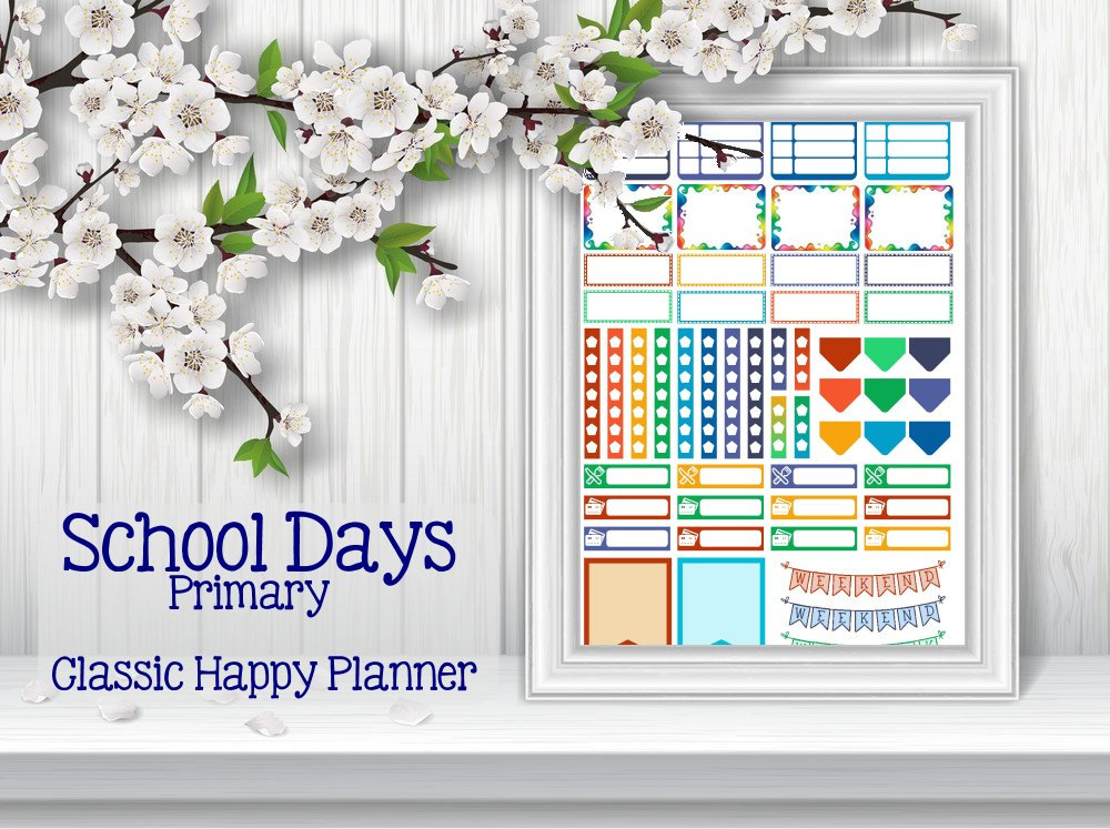 School Days - Happy Planner Stickers Printable - Weekly Planner ...