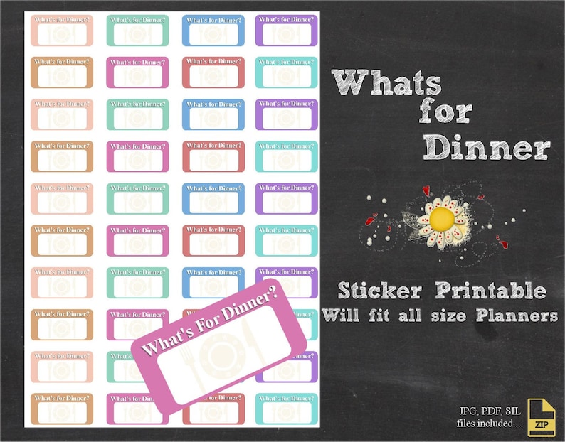 Planner Sticker Printables Dinner Boxes - What's for Dinner? - Etsy