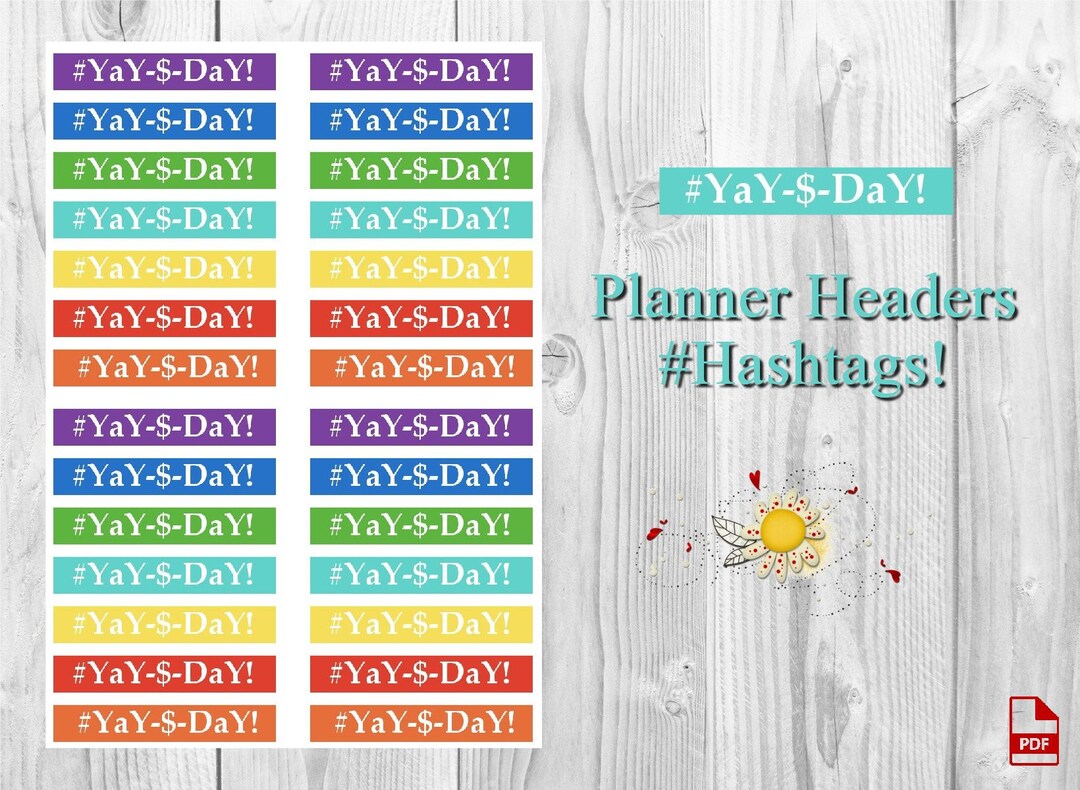 Happy Planner Classic Printable Header Stickers #yay-&-day - Etsy