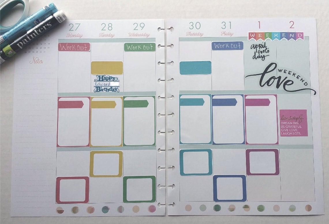 MAMBI Happy Planner Printable Stickers Rainbow Boxes - Etsy