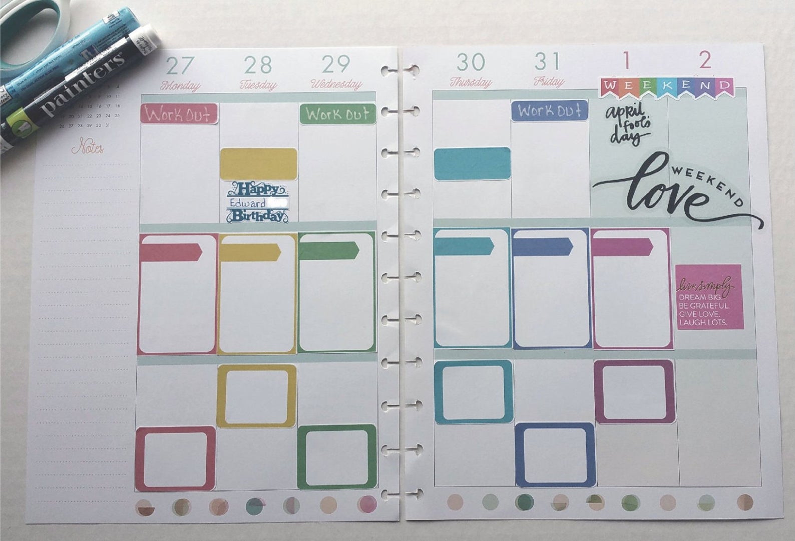 MAMBI Happy Planner Printable Stickers - Rainbow Boxes - Etsy