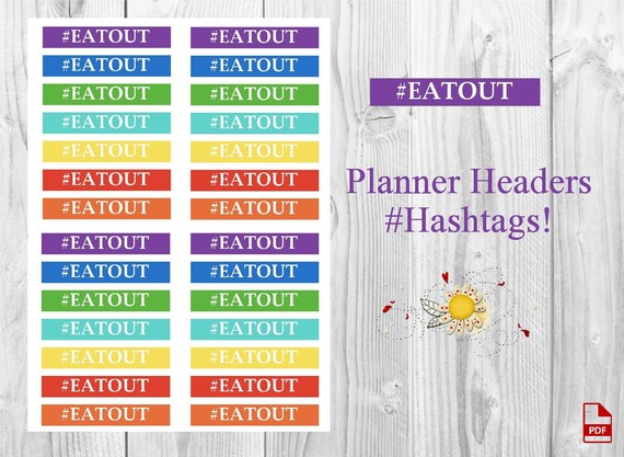 Happy Planner Classic Printable Header Stickers EATOUT | Etsy