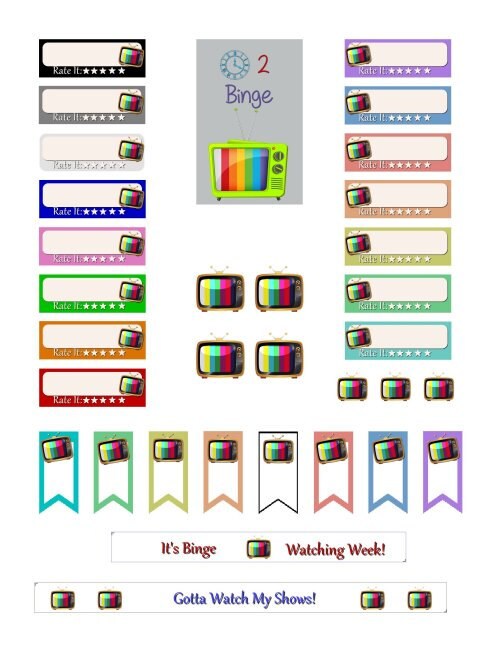 Binge Watch LHP Planner Stickers - Etsy