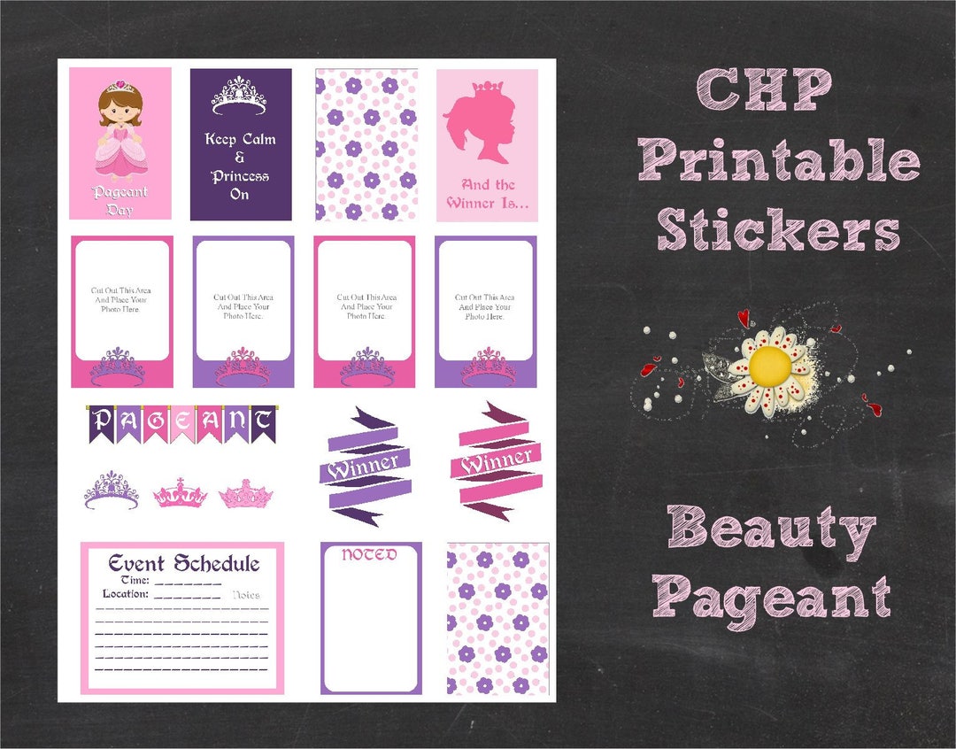 MAMBI Happy Planner Printable Stickers, Beauty Pageant, Digital File - Etsy