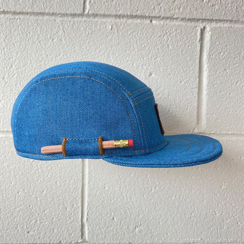 Handmade Denim Baseball Cap, Flat Brim, Pencil Holder - Etsy