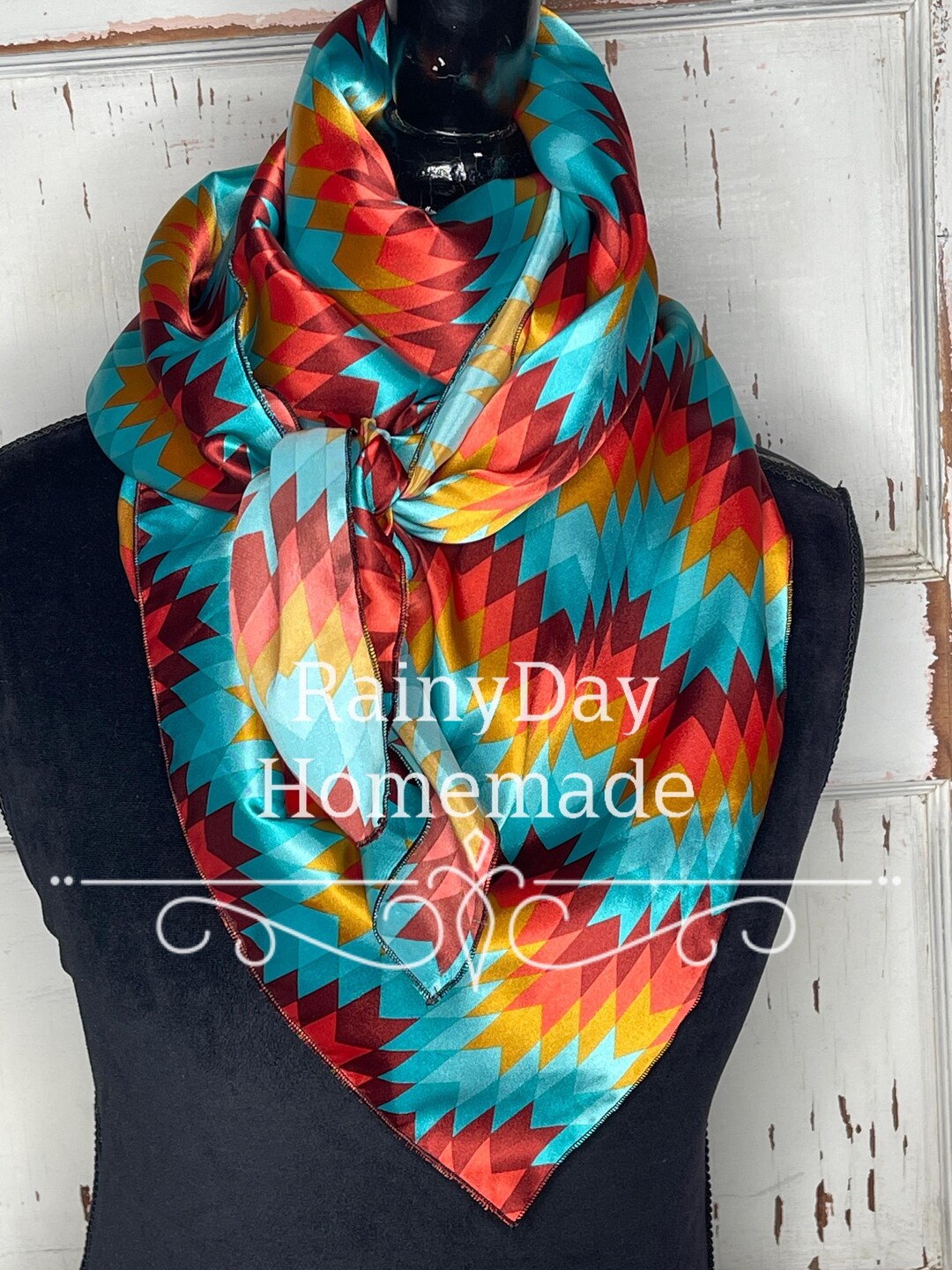 Blue, Orange & Red Pendleton Style | Tribal Print | Wild Rag| Extra ...
