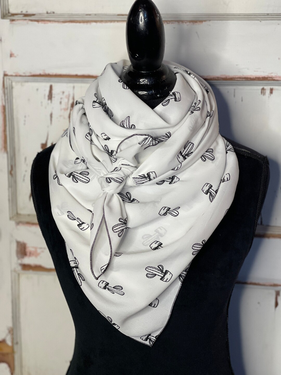 Cactus on White Wild Rag Extra Large Wild Rag Cactus - Etsy