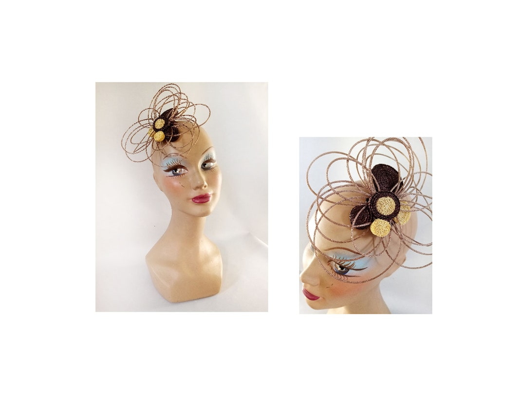 Small Brown Ceremony Fascinator Wedding Guest Cocktail Hat - Etsy