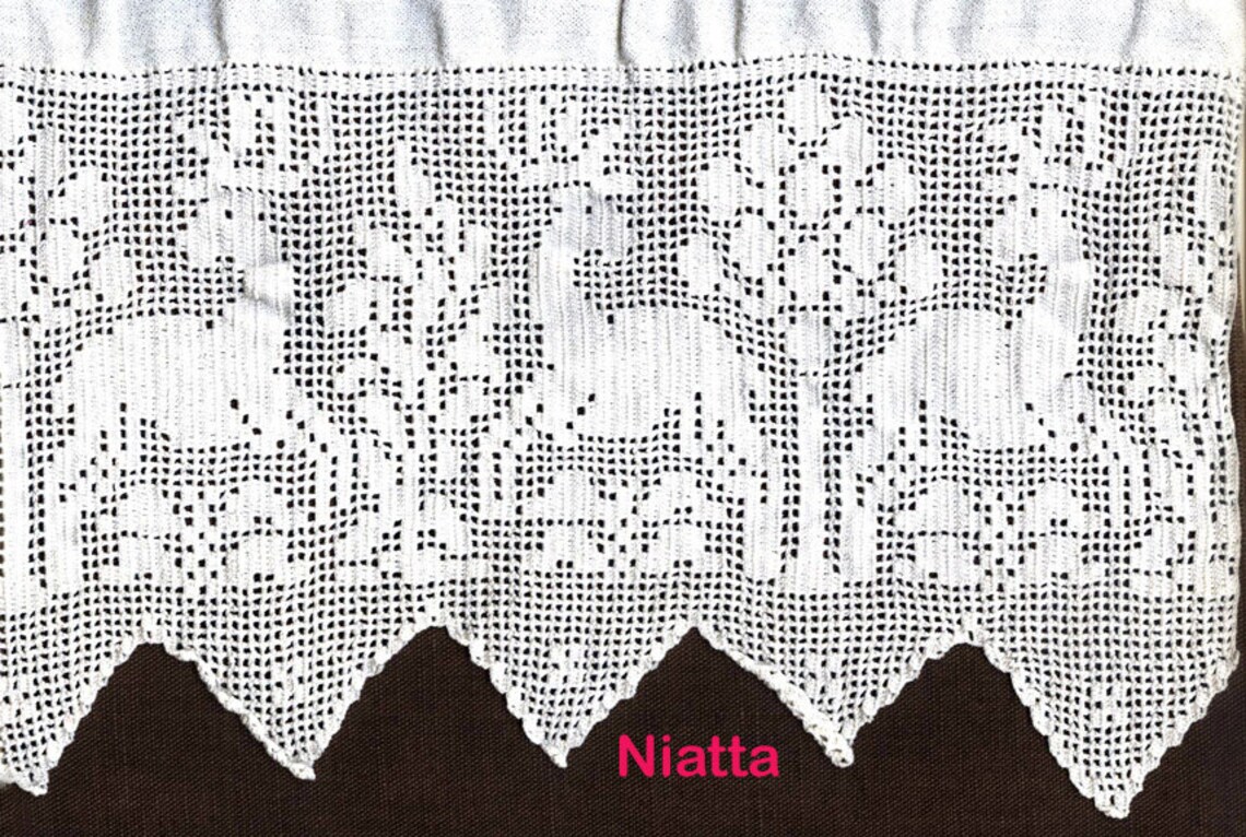 Vintage Filet Crochet Deer Runner Pattern Crochet Curtain | Etsy
