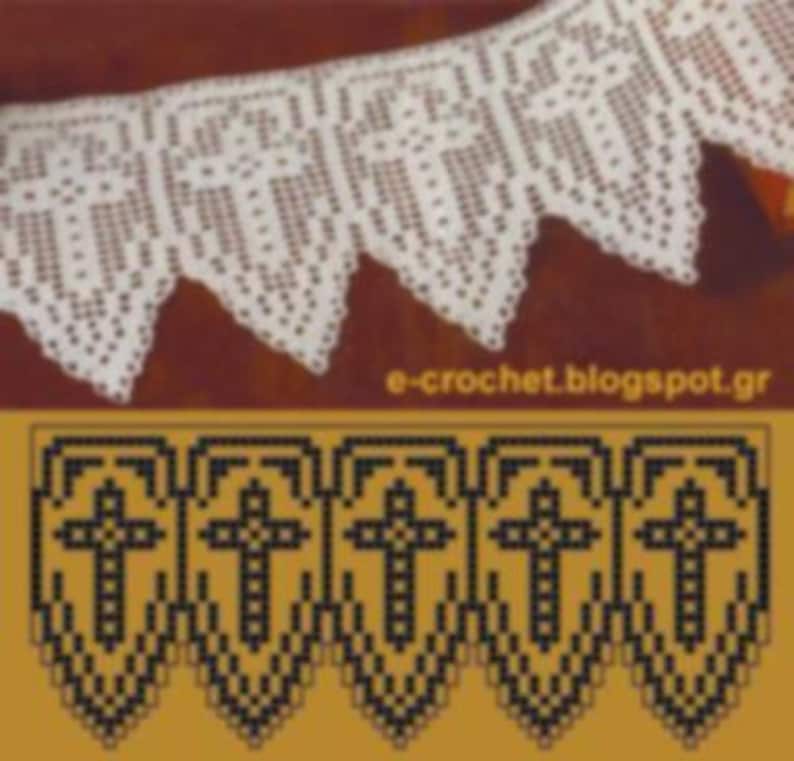 Crochet Vintage Pattern, 7 Religious Lace Trims, Filet Altar Church ...