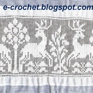 Vintage Filet Crochet Deer Runner Pattern, Crochet Curtain - Etsy
