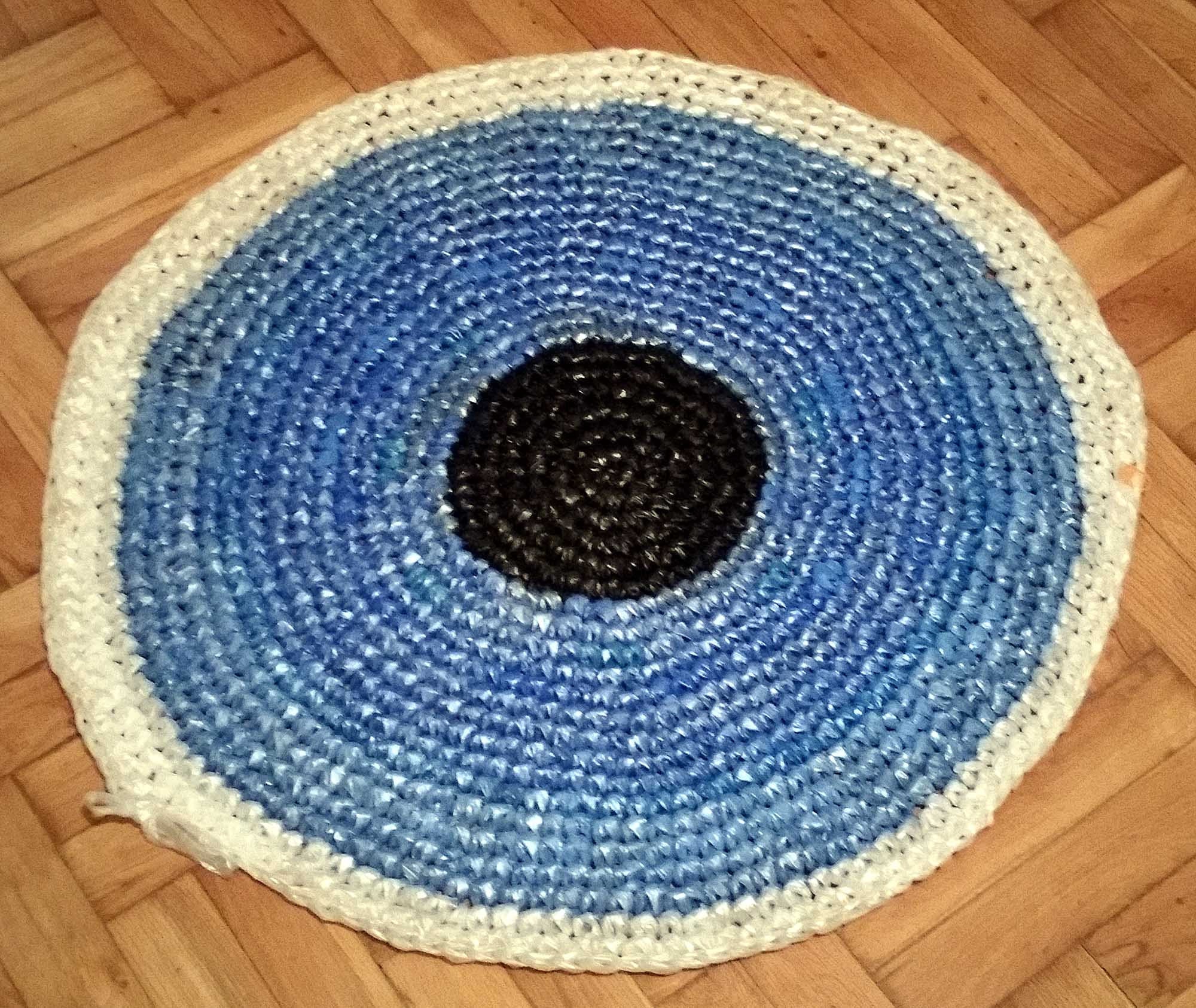 Evil Eye Floor Mat, Plastic Bag Rug, Crochet Carpet Plarn - Etsy