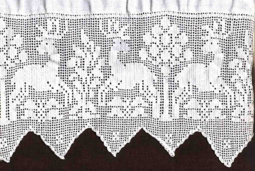 Vintage Filet Crochet Deer Runner Pattern, Crochet Curtain - Etsy