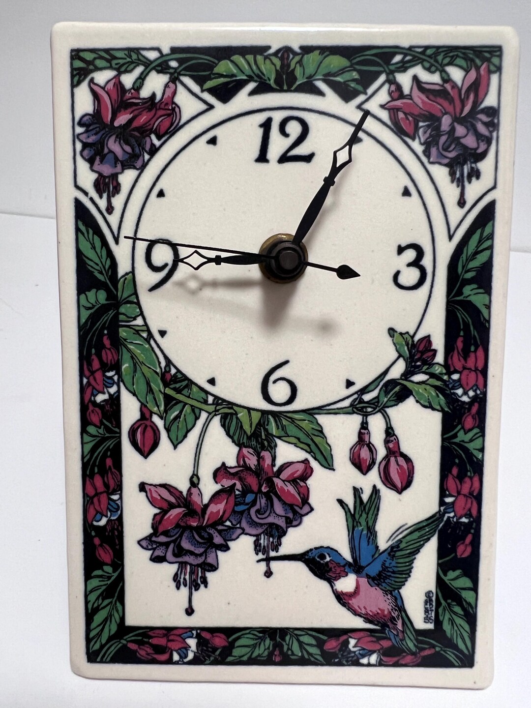 Vintage HUMMINGBIRD AND FUCHSIAS Wall or Tabletop Clock by Santa ...
