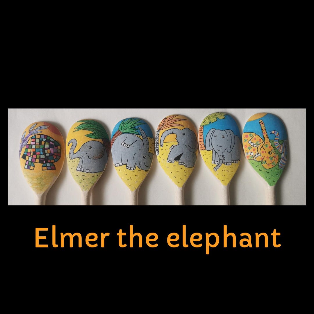 Elmer the Elephant Story Spoons - Etsy UK