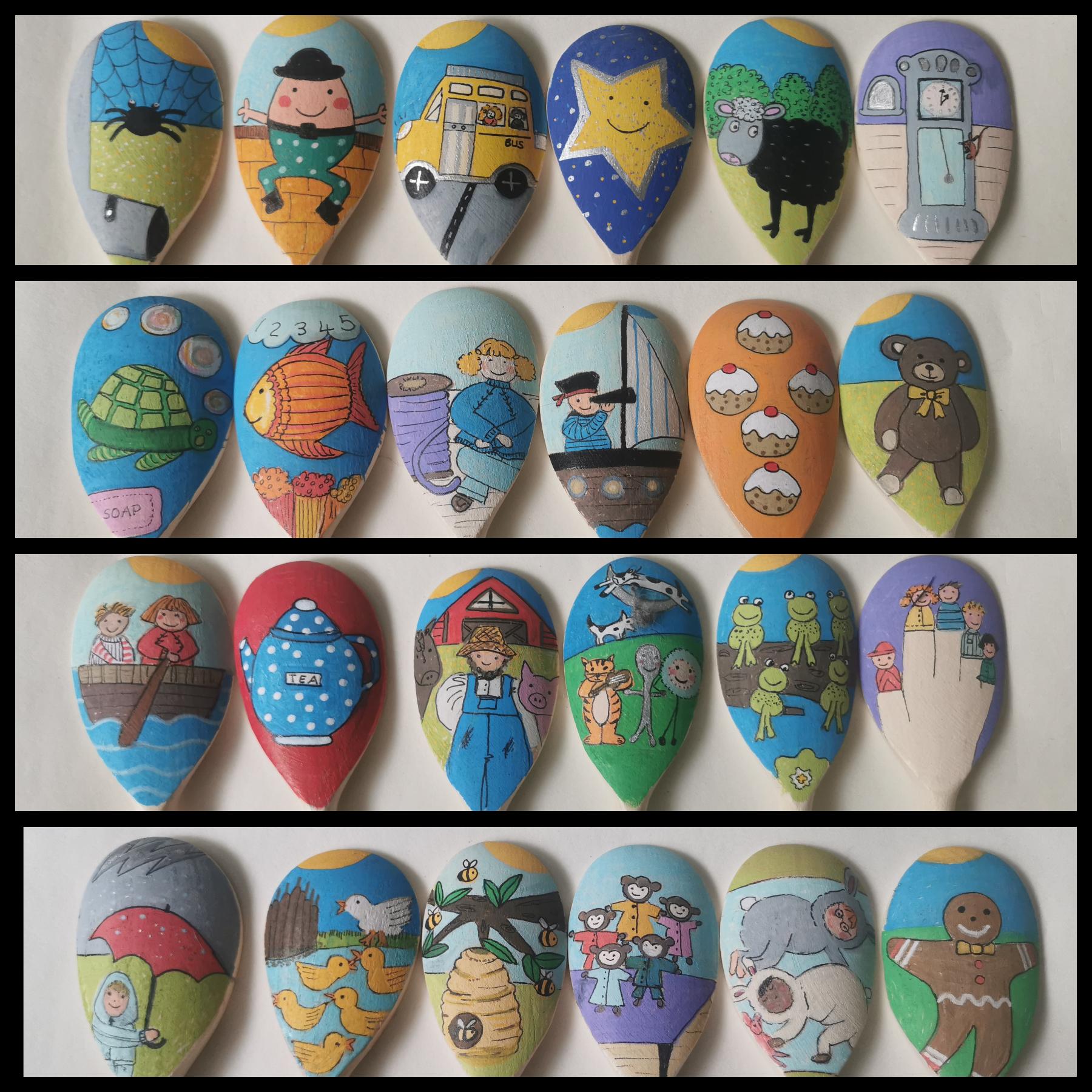 Set of 6 Nursery Rhyme Story Spoons. Choose Any 6 From 24 Designs ...