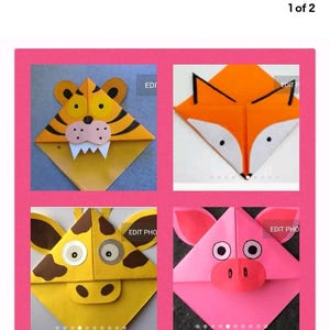 Origami Animal Corner Bookmarks Set of Four. - Etsy
