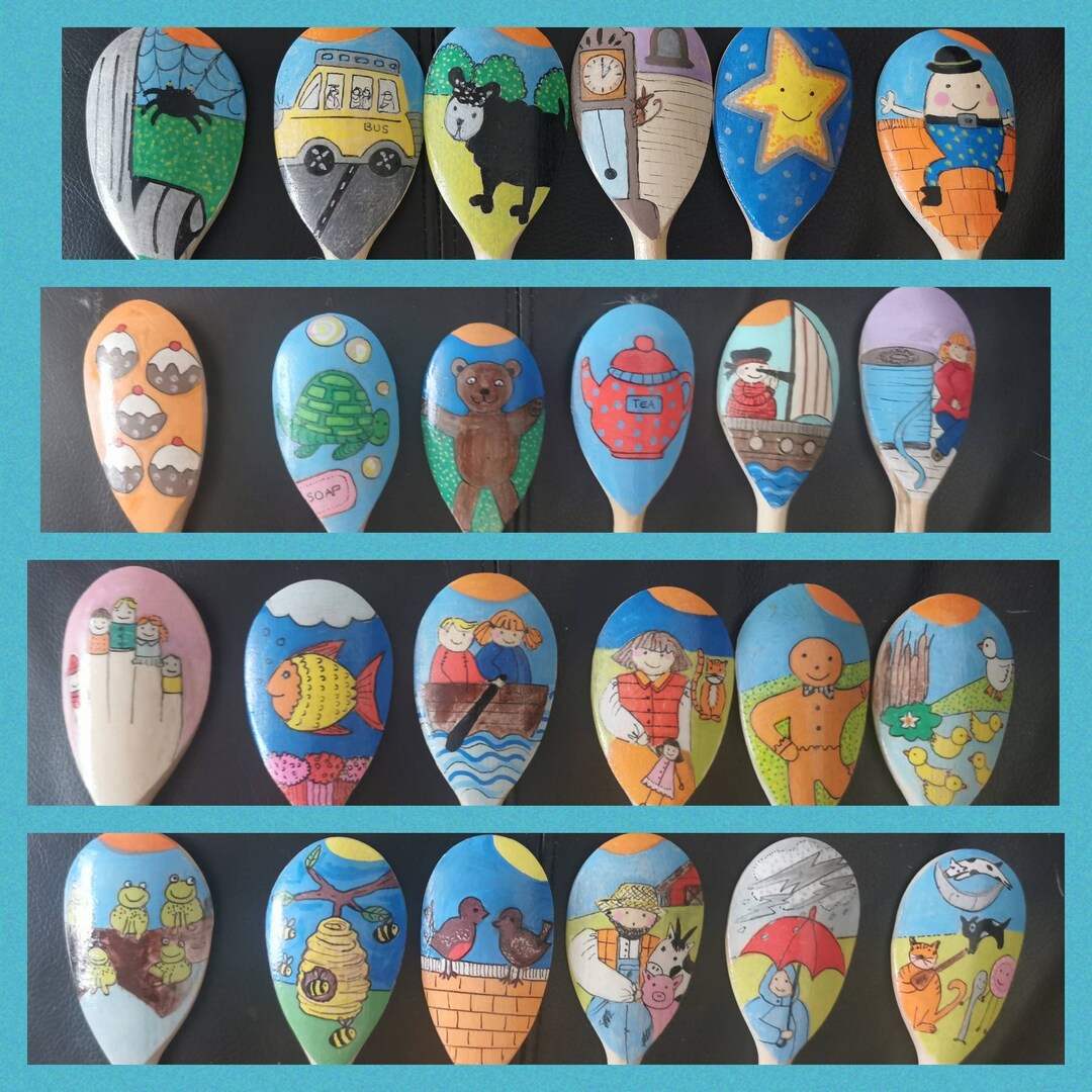 Set of 6 Nursery Rhyme Story Spoons. Choose Any 6 From 24 Designs ...