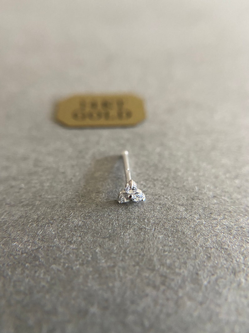 14K Solid Gold 3 Dot Stone CZ Nose Bone Nose Studs -14K Solid Gold - Etsy