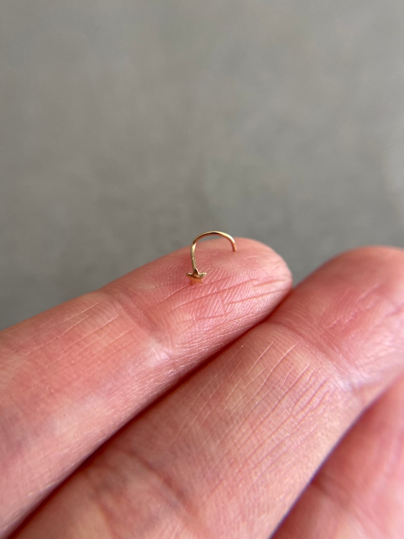 14K Solid Gold Star Screw Nose Studs 14K Solid Gold - Etsy