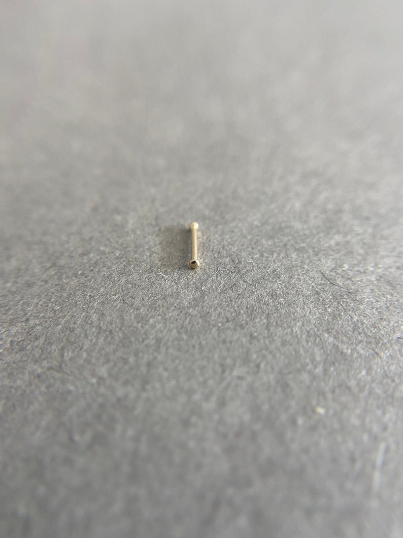 14K Solid Gold 1mm Round Flat Nose Bone Nose Studs 14K Solid | Etsy