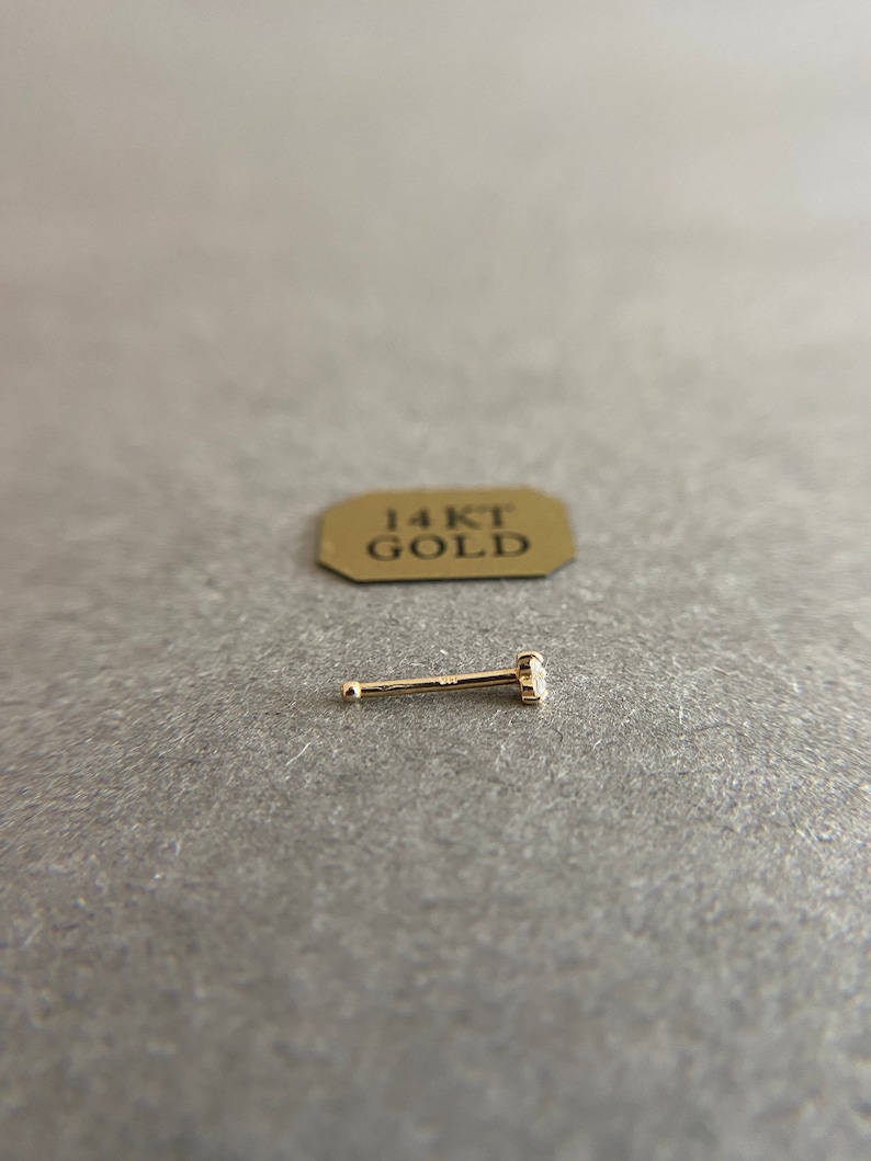 14K Solid Gold 3 Dot Stone CZ Nose Bone Nose Studs 14K Solid - Etsy