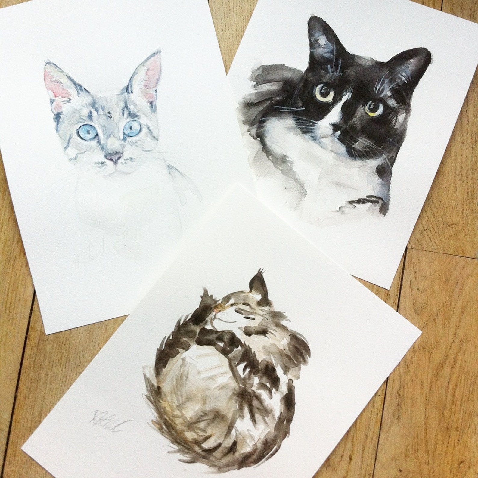 KATTEN SCHILDERIJ katten portret aquarel honden portret | Etsy