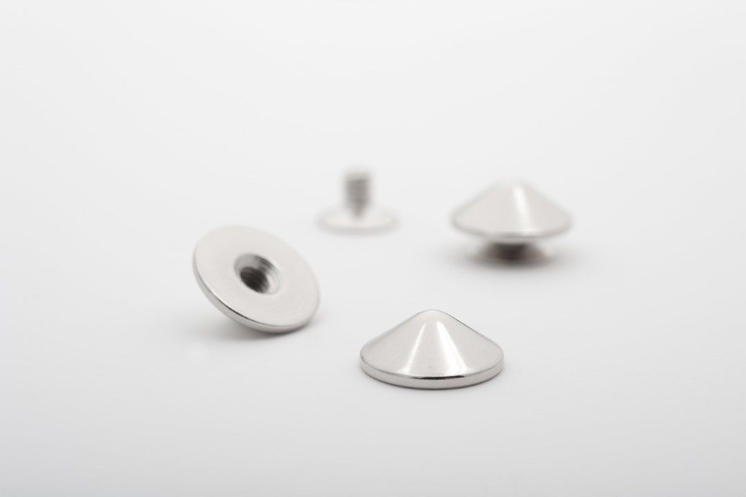 4mm Silver Screwback Flat Cone Spikes. Bag of 20. Leathercraft or Glue ...