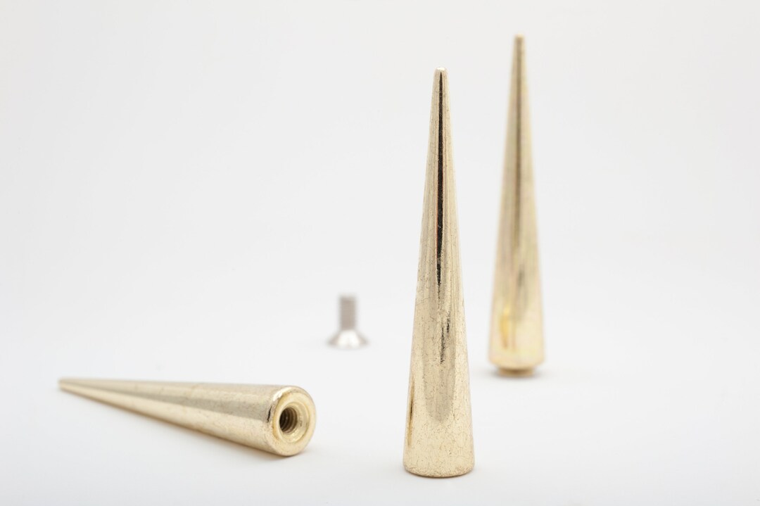 55mm (2") Golden Brass Screwback Cone Spikes. Bag of 20. Leathercraft ...