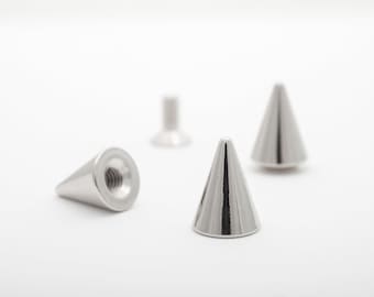 7mm Tall Silver Cone Spikes. Single Spike With Screw. Studsandspikes ...