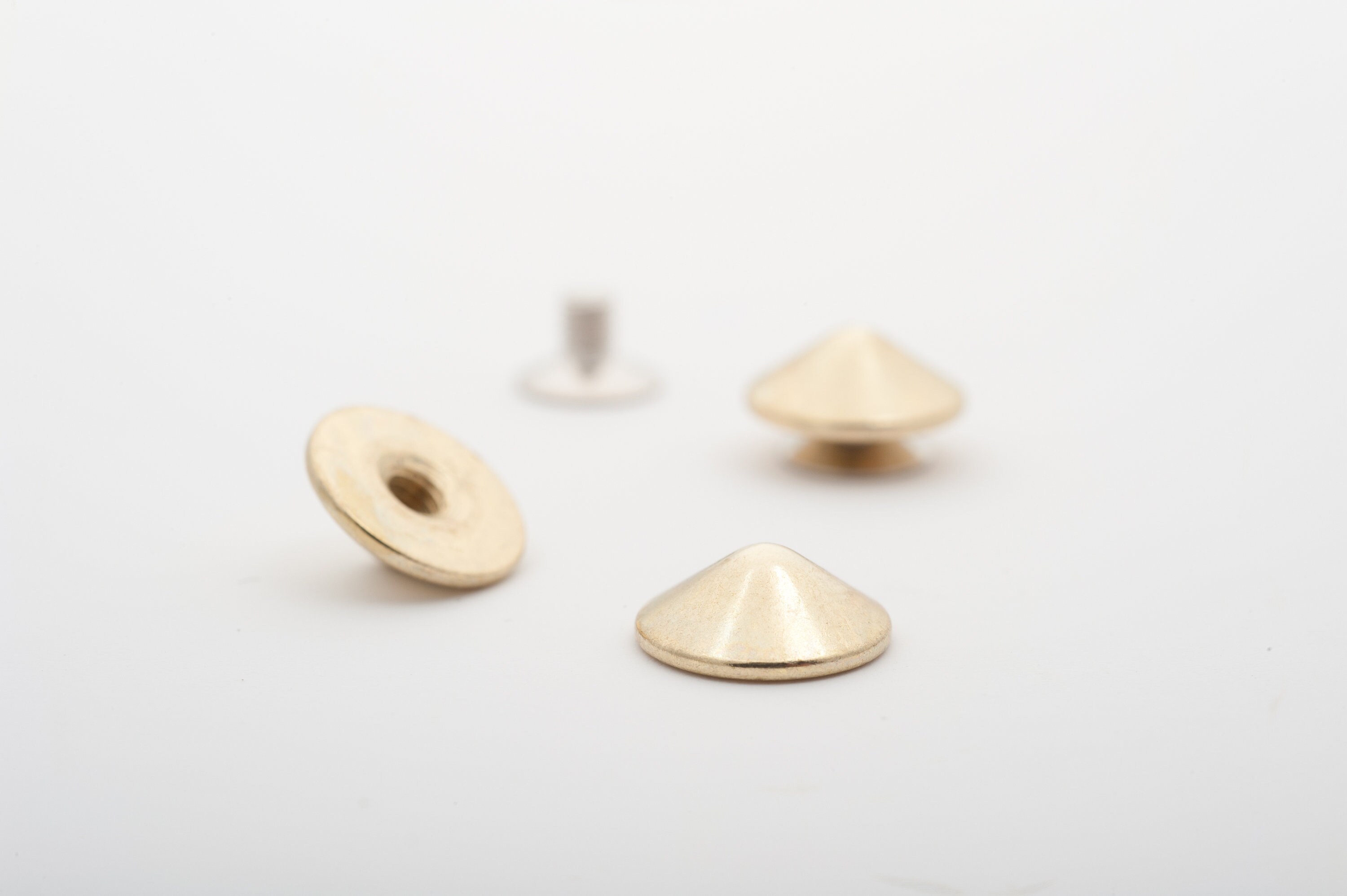 4mm Bright Brass Screwback Flat Cone Spikes. Bag of 20. Leathercraft or ...
