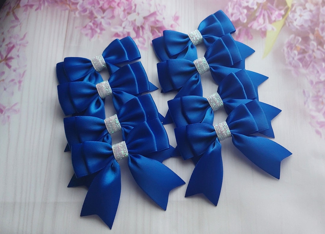 Double Bows Satin Ribbon Ready Made Bows 7 Cm Wide Royal Blue AB ...