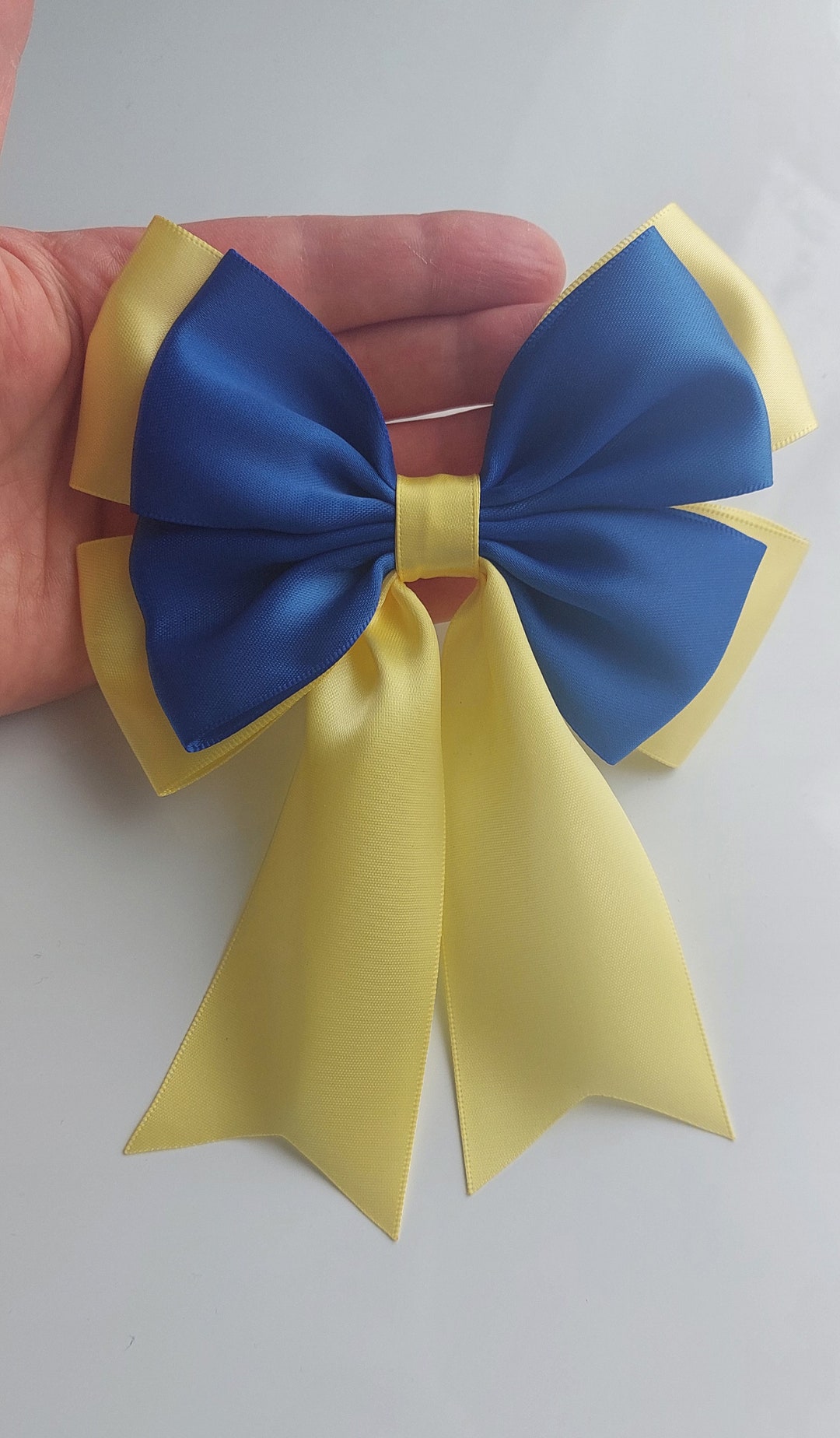 Royal Blue Yellow 14 X18 Cm Large Satin Ribbon Double Bow Party Gift ...