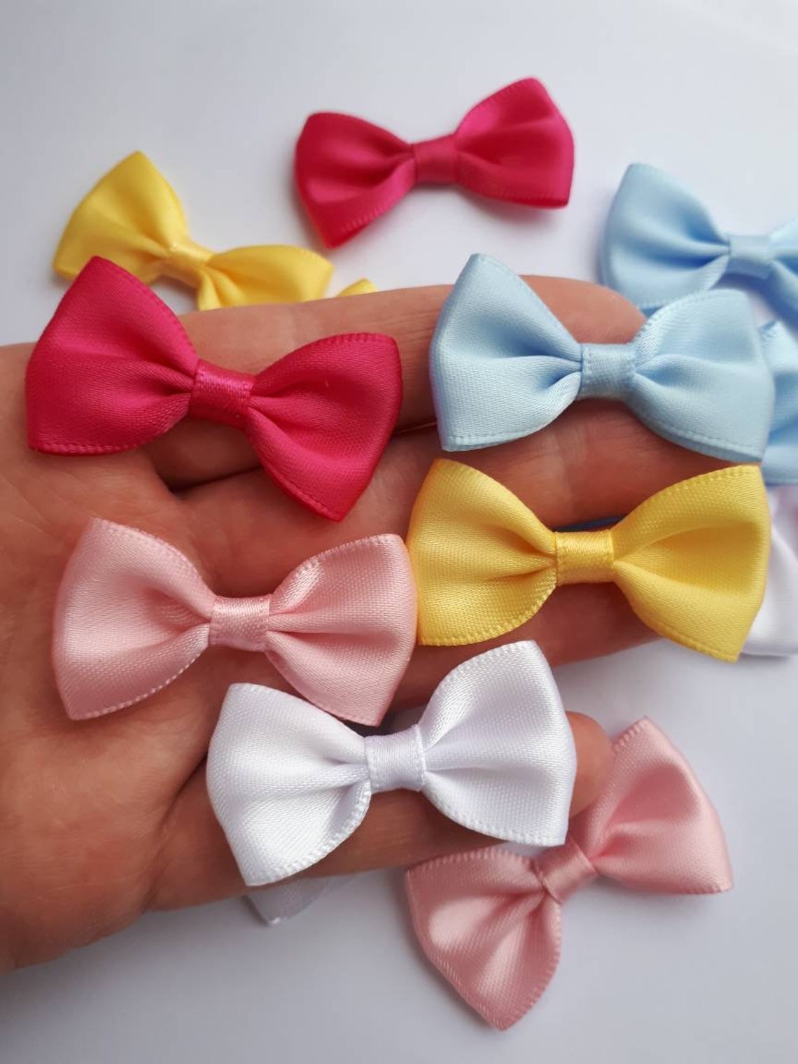 10 X Small Mini Bows Satin Ribbon Bows 4.4 X 2.4 Mm Wide Mix - Etsy