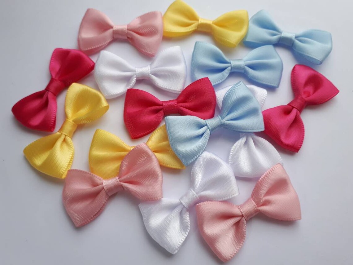 10 X Small Mini Bows Satin Ribbon Bows 4.4 X 2.4 Mm Wide Mix - Etsy